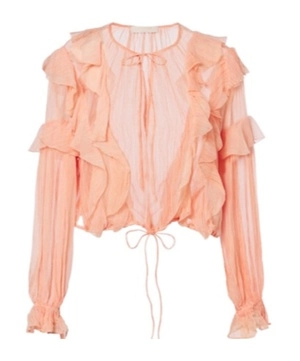 Ulla Johnson Delfina Ruffled Silk Chiffon Blouse - Orange