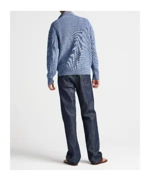 J.W.ANDERSON Ribbed Half-zip Knitted Sweater - Smoke-blue