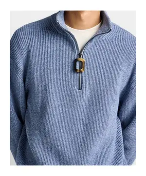 J.W.ANDERSON Ribbed Half-zip Knitted Sweater - Smoke-blue