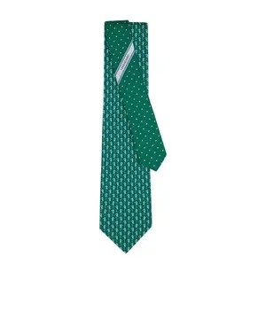 FERRAGAMO Seahorse Print Silk Neck Tie