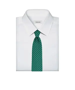 FERRAGAMO Seahorse Print Silk Neck Tie