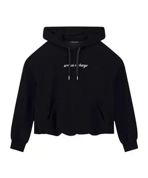 Armani Exchange Hooded Sweatshirt In Viscose Stretch Scuba - Black