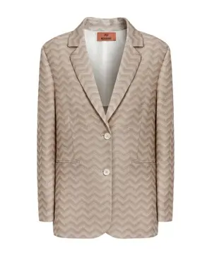 Missoni Zigzag Single-breasted Tailored Blazer - Nude
