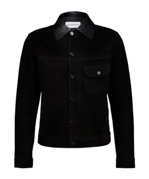 Givenchy Collared Long-sleeved Leather Jacket - Black