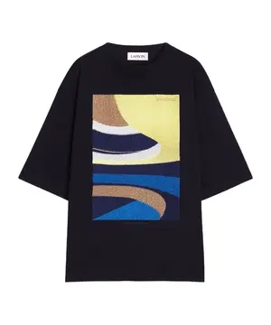 LANVIN Daunou Embroidered Loose-fit T-shirt - Black