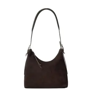 LEMAIRE Lemaire Small Belted Bag In Suede Leather Ebony Brown