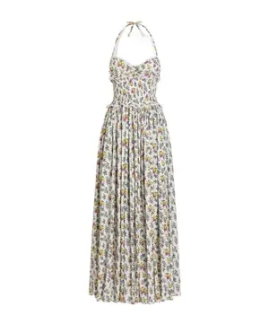 Dolce & Gabbana Floral Ruffled Maxi Dress - Gray