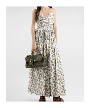 Dolce & Gabbana Floral Ruffled Maxi Dress - Gray