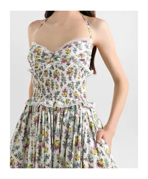 Dolce & Gabbana Floral Ruffled Maxi Dress - Gray
