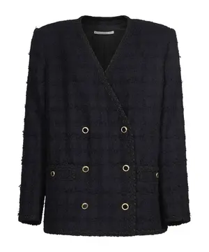 Alessandra Rich Check Tweed Bouclé Double-breasted Jacket