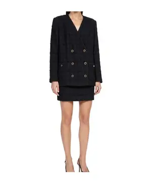Alessandra Rich Check Tweed Bouclé Double-breasted Jacket
