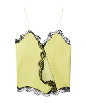 Off-White Leather Lace-detail Top - Yellow