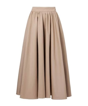 PATOU Gathered Cotton Gabardine Midi Skirt - Beige