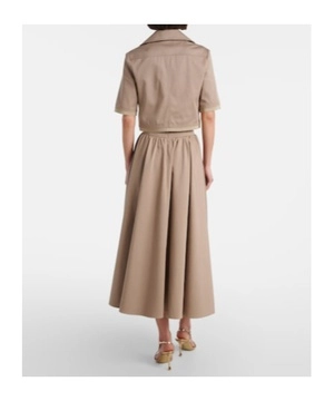 PATOU Gathered Cotton Gabardine Midi Skirt
