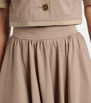 PATOU Gathered Cotton Gabardine Midi Skirt