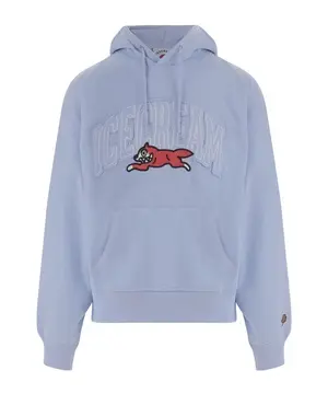 ICECREAM Long-sleeve Hoodie With Drawstring Hood And Ribbed Details - Lightblue