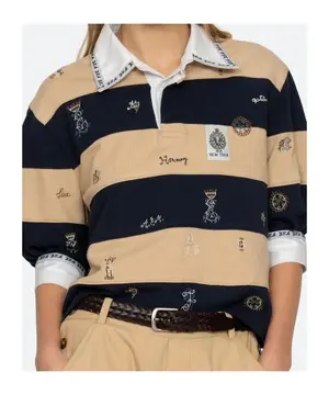 Sea Juliet Embroidered Striped Polo Shirt - Multi