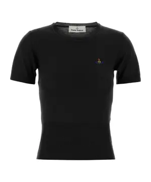 VIVIENNE WESTWOOD Bea Short-sleeve Knitted Top - Black
