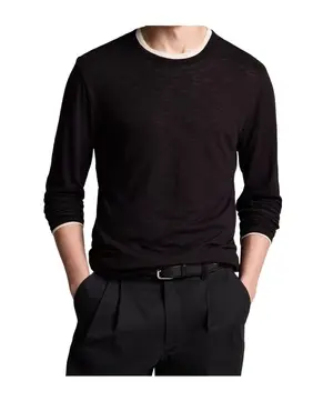Vince Slub Pima Cotton Double-layer T-shirt - Black/smoky