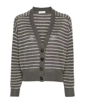 Brunello Cucinelli Sequin-embellished Cotton Cardigan - Black