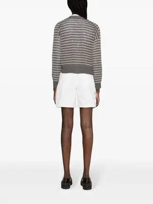 Brunello Cucinelli Sequin-embellished Striped Cotton Cardigan