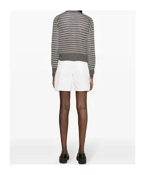 Brunello Cucinelli Sequin-embellished Striped Cotton Cardigan