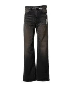 Mihara Yasuhiro Patch-detail Whiskered Jeans - Black