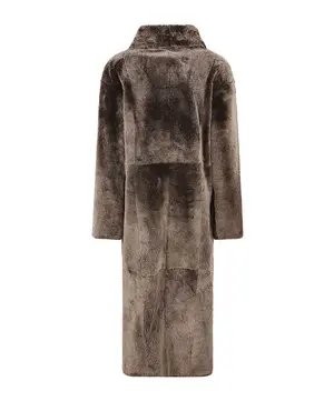 YVES SALOMON Long Double-breasted Shearling Coat