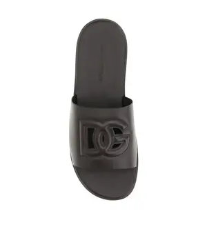 Dolce & Gabbana Embossed Logo Slides - Black