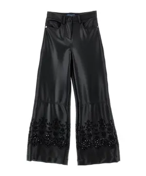 Ermanno Scervino Broderie-anglaise Wide-leg Trousers - Black
