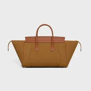 Celine Luggage Bag In Textile And Calfskin - Yellow-brown
