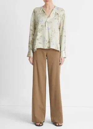 Vince Bellflower Satin V-neck Blouse