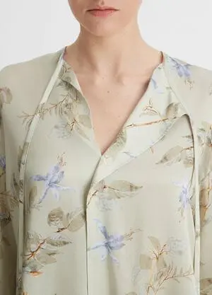 Vince Bellflower Satin V-neck Blouse