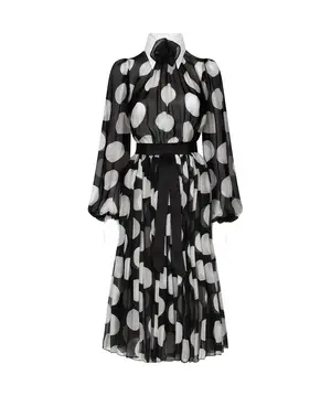 Dolce & Gabbana Polka Dot Chiffon Calf-length Dress