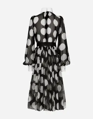Dolce & Gabbana Polka Dot Chiffon Calf-length Dress