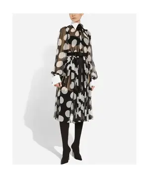 Dolce & Gabbana Polka Dot Chiffon Calf-length Dress