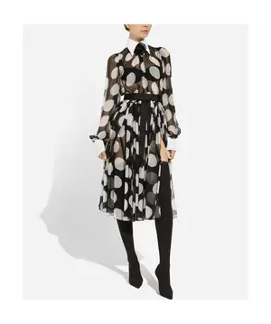 Dolce & Gabbana Polka Dot Chiffon Calf-length Dress