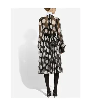 Dolce & Gabbana Polka Dot Chiffon Calf-length Dress