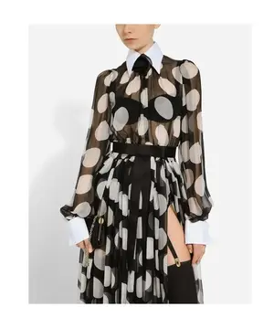 Dolce & Gabbana Polka Dot Chiffon Calf-length Dress