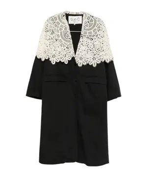 Sea Alina Lace-collar Coat - Black