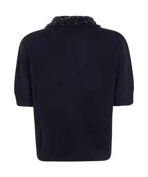 SEMICOUTURE Bead-embellished Short-sleeve Sweater