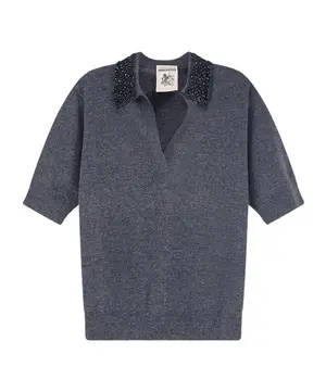SEMICOUTURE Bead-embellished Knitted Sweater - Medium Grey