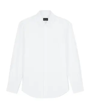 Giorgio Armani Regular Fit Cotton Seersucker Shirt - White