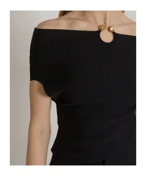 Alberta Ferretti Stretch Knit Top With Jewel Brooch