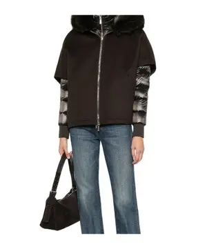 MOORER Panelled Fur Collar Hooded Jacket