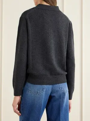 Victoria Beckham Polo Collar Knitted Sweater - Gray