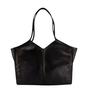 Hereu Medium Calella Distressed Leather Tote Bag - Black