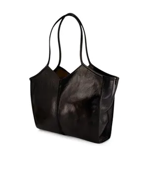Hereu Medium Calella Distressed Leather Tote Bag - Black