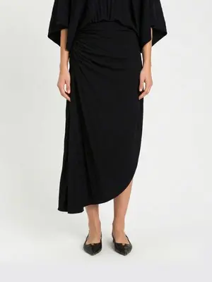 TWINSET Gathered Slit Midi Skirt