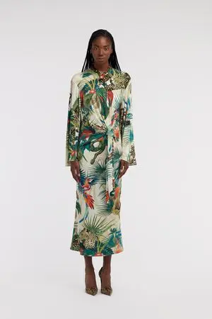 Roberto Cavalli Jungle-print Wrap Dress